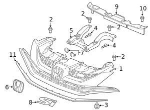 OEM 2014-2015 Honda Civic Grille 71121-TS9-A61 | Honda Automotive Parts