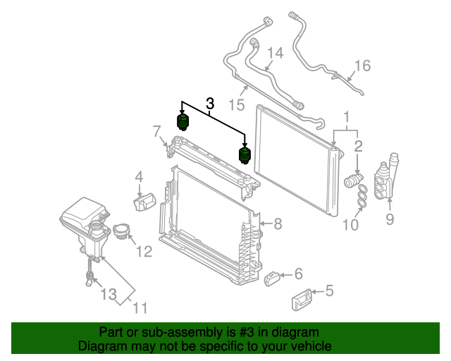 17117514402 - 1999-2008 BMW Radiator Assembly Upper Insulator (17-11-7 ...