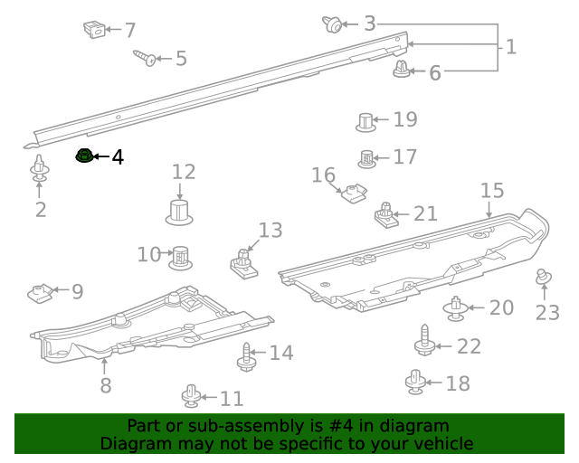 76924-52040 - Rocker Molding Retainer 2007-2024 Toyota | Longo Toyota Parts