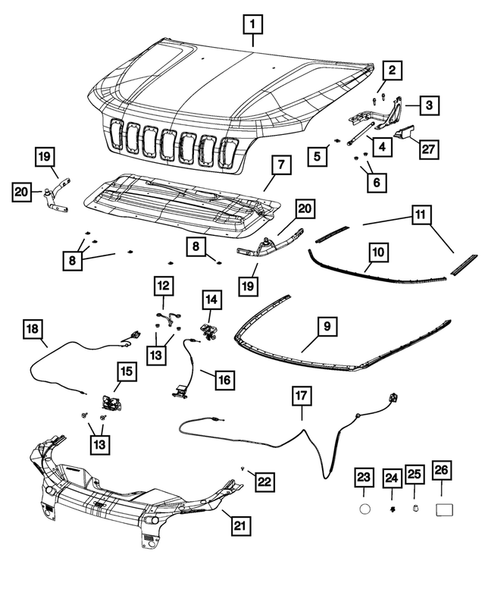 Hood and Hood Release for 2020 Jeep Cherokee | Mopar Online Parts