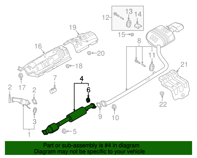 2019-2020 Kia Optima Center Muffler 28600-D5410 | TascaParts.com