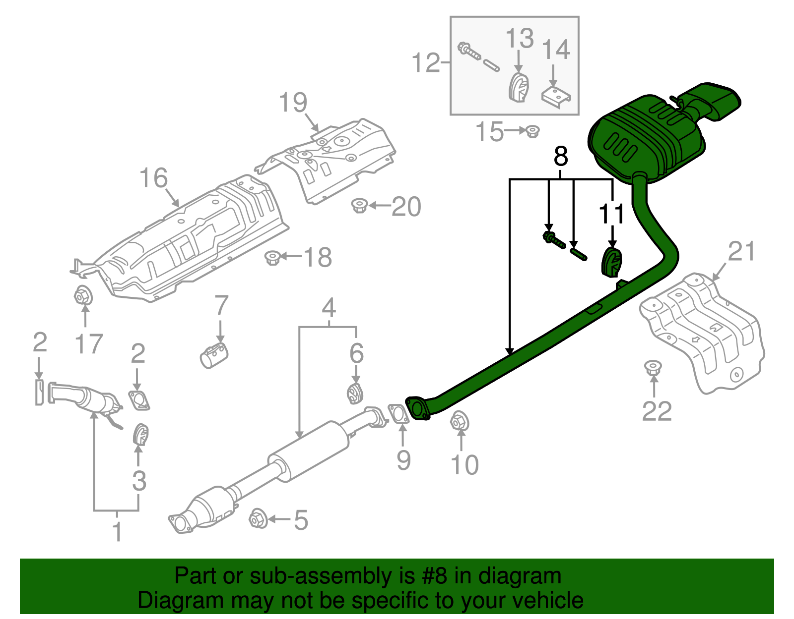 2016-2020 Kia Optima Rear Muffler 28710-D5000 | Kia Automotive Parts