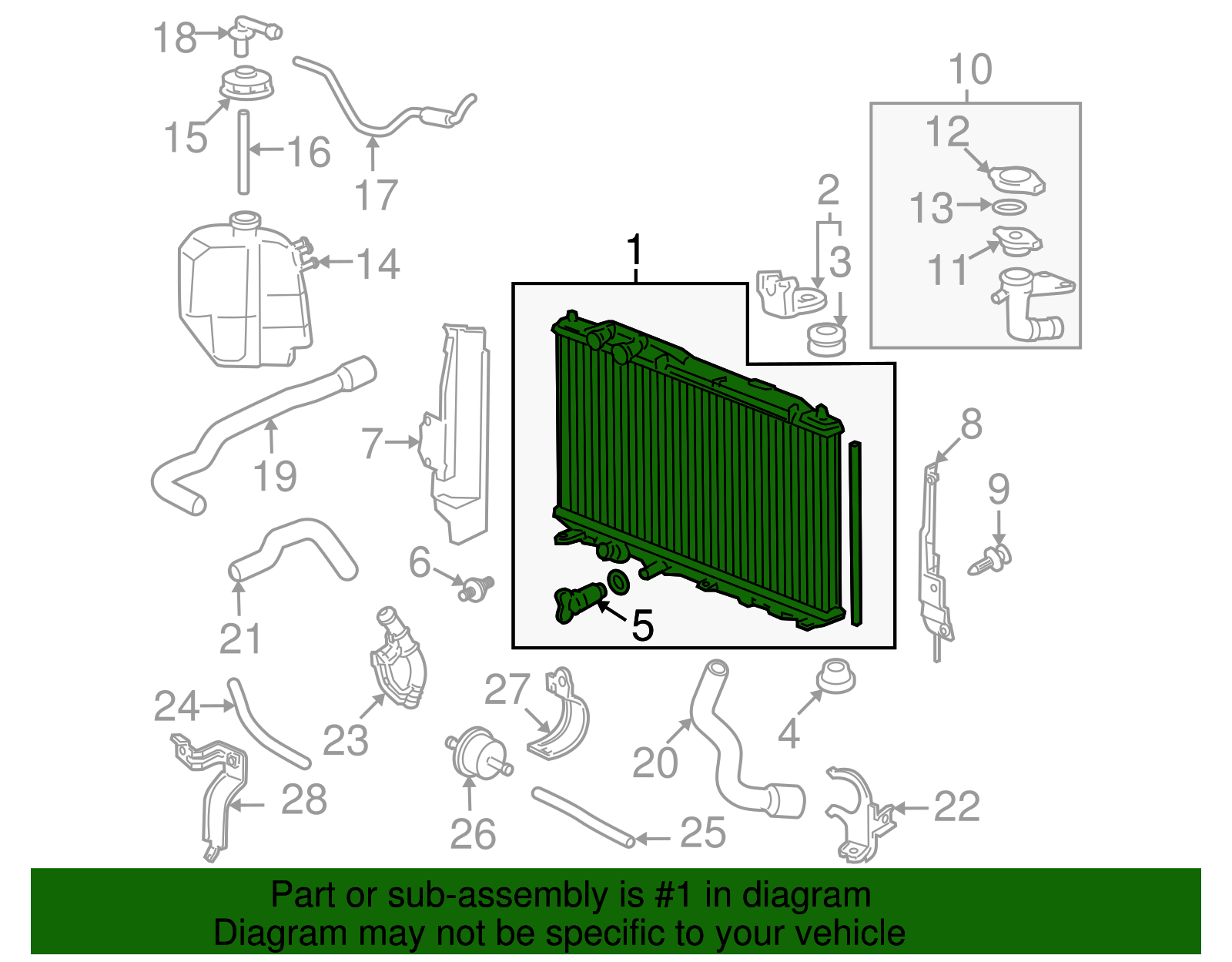 19010-RRH-901 - Radiator Assembly 2006-2011 Honda Civic | Honda Parts ...