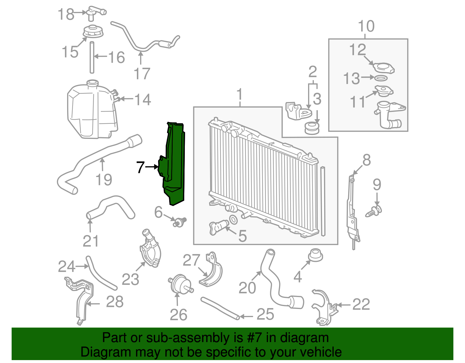 19025-RNA-A00 - 2006-2011 Honda Civic - Seal R Radiator Side | Genuine ...