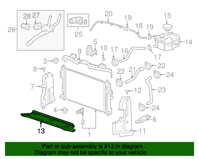 2013-2017 Cadillac XTS Radiator Air Lower Deflector 22814003 GM ...