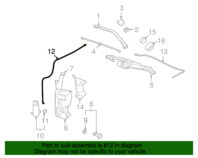 2007-2014 GM Windshield Washer Pump Hose 25993592 | AutoNationParts.com