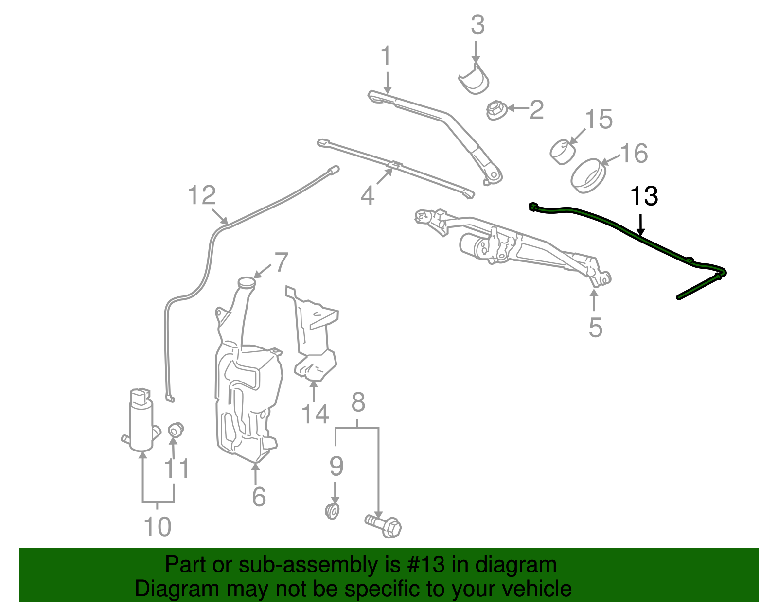 2007-2014 GM Windshield Washer Nozzle Hose 20908175 | GM Parts Center