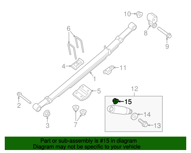 2012-2024 Nissan Leaf Spring Nut 08918-6461A | TascaParts.com