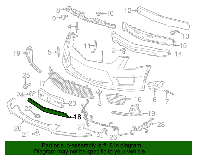 2016-2019 Cadillac ATS Front Bumper Fascia Molding 23193508 ...