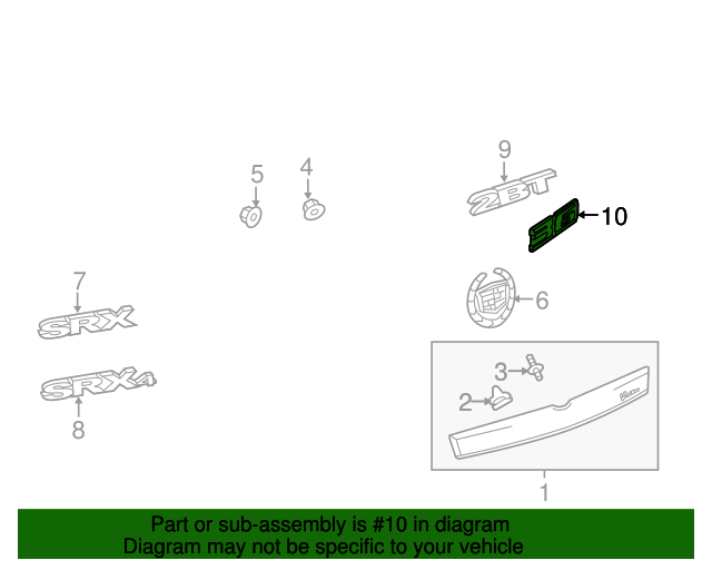2008-2016 Cadillac Bright Chrome 3.6 Emblem 25841627 GM | GMPartsDirect.com