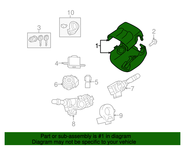 45286-48909-E1 - Steering Column Cover - 2008-2010 Toyota Highlander ...