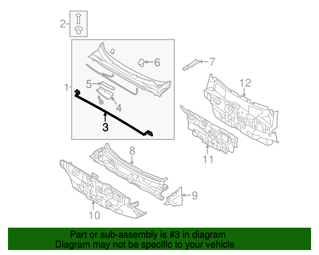 86430-2P000 - Seal To Cowl 2011-2013 Kia Sorento | Kia.Parts Store