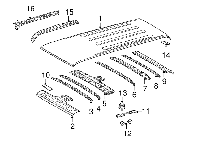 61201-35021 - Roof Side Rail Reinforcement 2010-2024 Toyota 4Runner ...