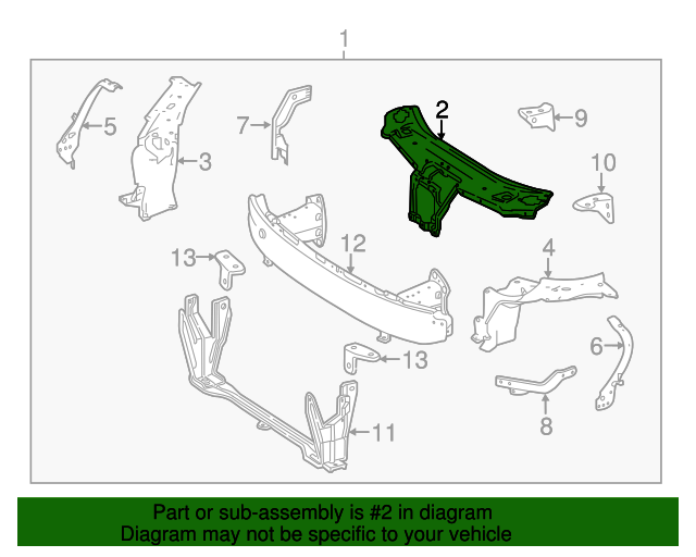 216-620-00-72 - Radiator Support Tie Bar 2007-2014 Mercedes-Benz ...
