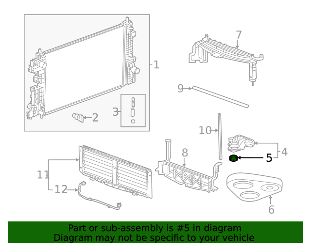 2018-2023 GM Radiator Upper Insulator 23182177 GM | GMPartsDirect.com
