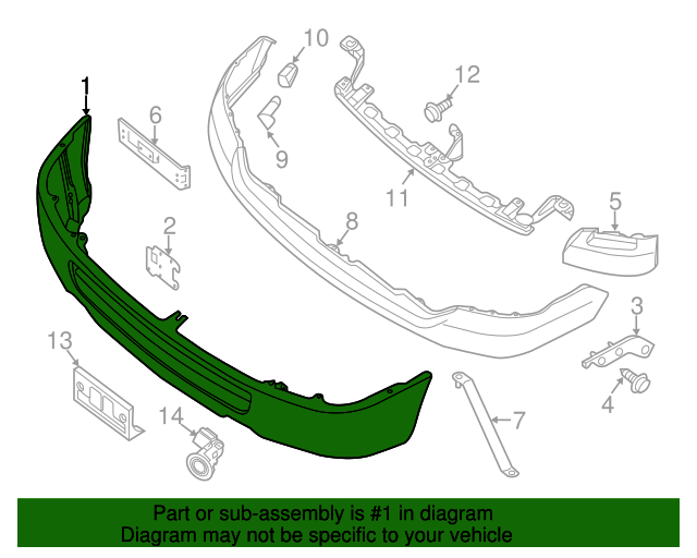 2012-2019 Nissan Bumper Face Bar 62022-1PA1A | TascaParts.com