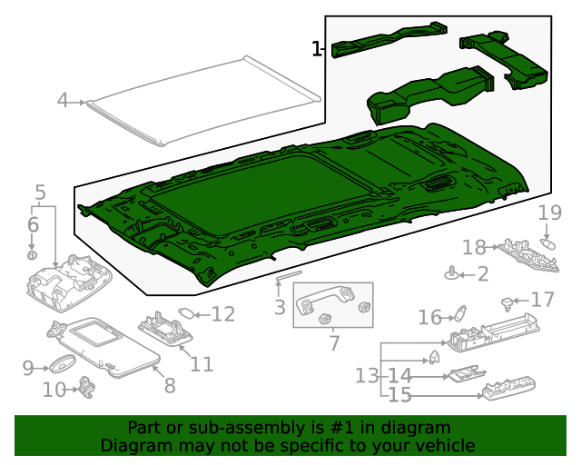 63310-0E914-C0 - Headliner - 2021 Toyota Highlander | OEM Genuine Toyota Parts