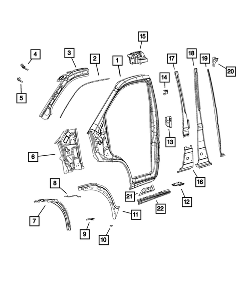 Aperture Panel and Pillar Supports for 2020 Ram ProMaster 1500 ...