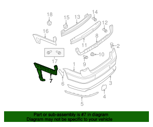 3C5-807-378-A - Bumper Cover Support Rail 2006-2010 Volkswagen Passat ...