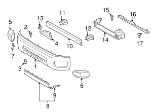 Genuine Toyota Bumper Cover Support Rail (Right, Front) part# 52115 ...