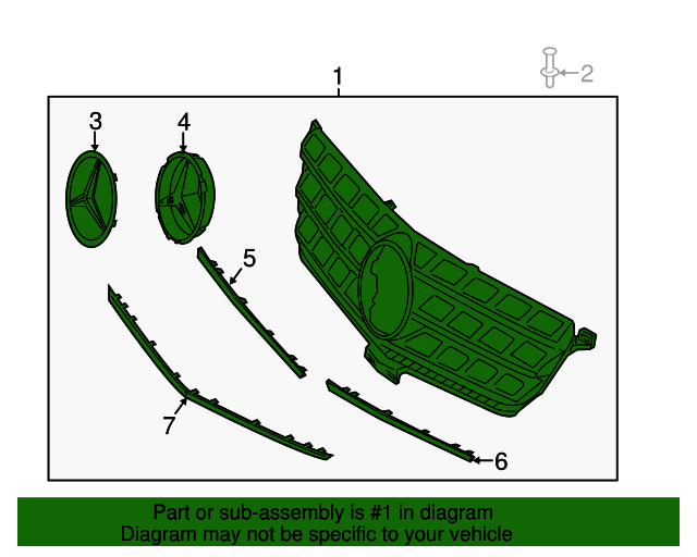 166-880-09-85-9040 - Grille Assembly 2012-2015 Mercedes-Benz | Mercedes ...
