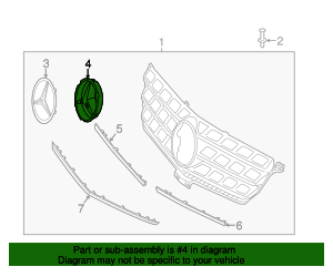 000-888-00-60 - Grille Emblem Bracket 2011-2020 Mercedes-Benz ...