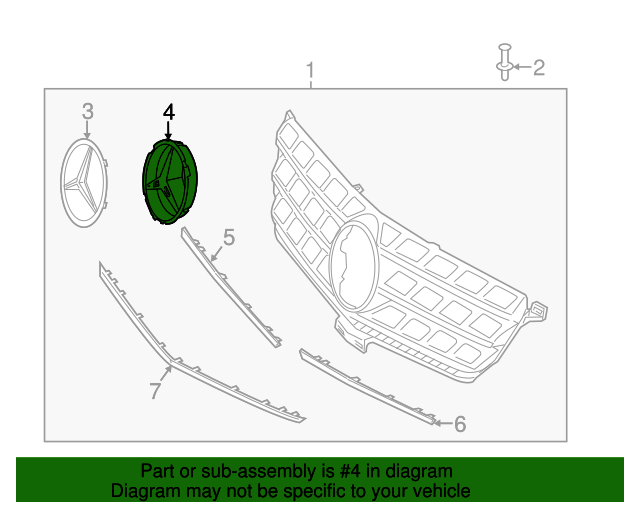 000-888-00-60 - Grille Emblem Bracket 2011-2020 Mercedes-Benz ...