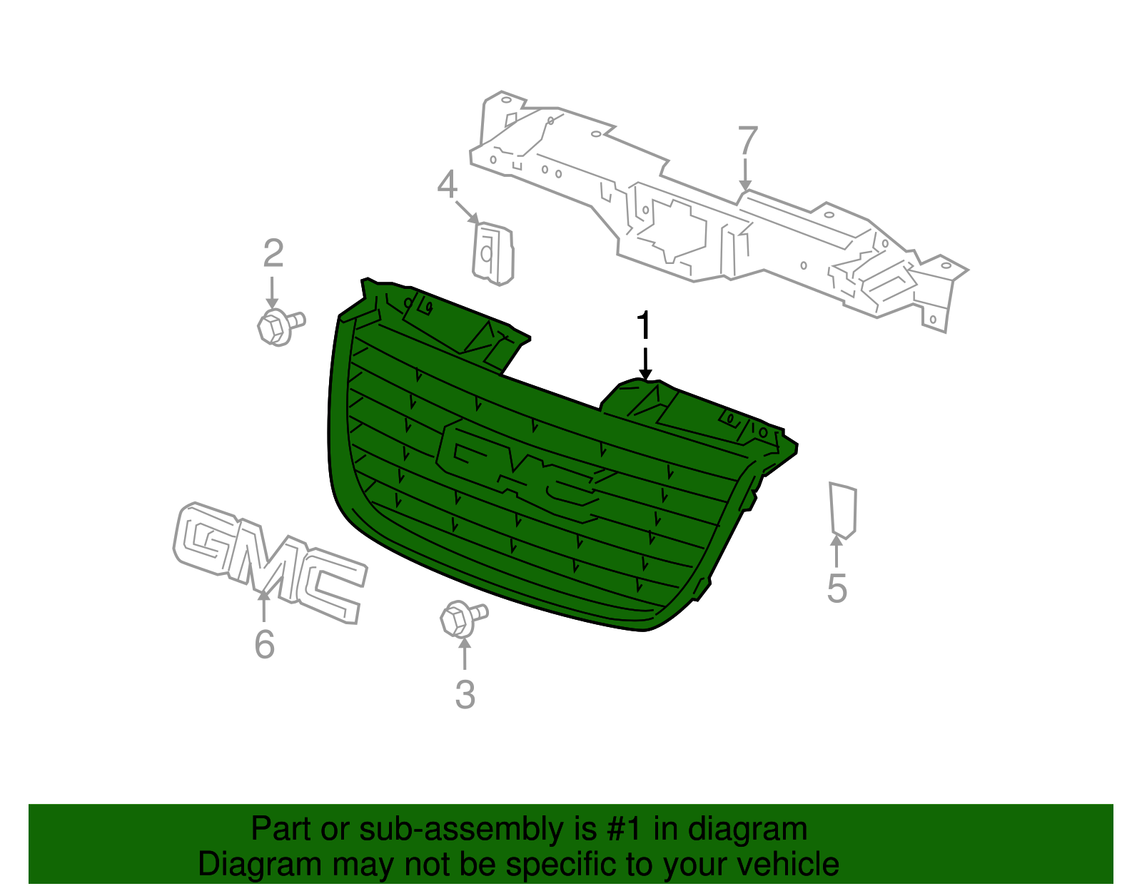 2007-2014 GMC Front Upper Grille 22761715 GM | GMPartsDirect.com