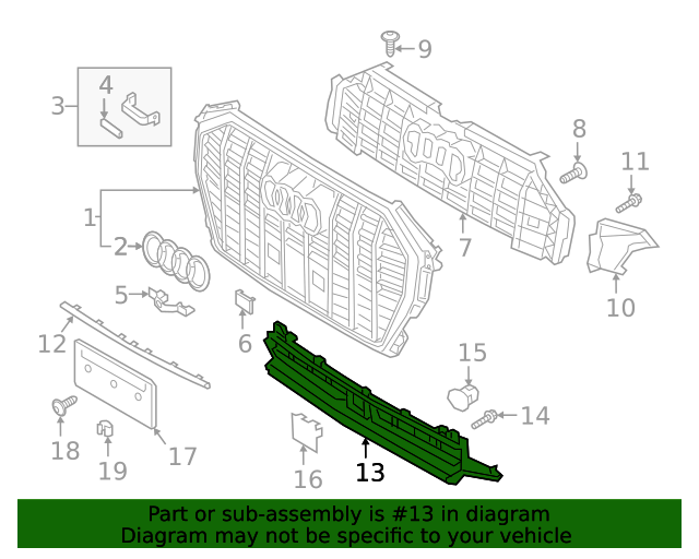 2019-2020 Audi Q3 Lower Grille 83A-807-683-C-9B9 | Audi Parts
