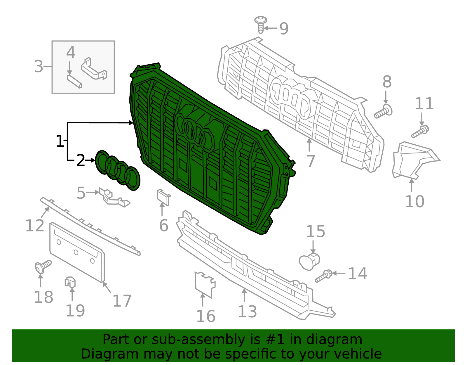 2019-2024 Audi Q3 Grille Assembly 83A-853-651-F-CKA | TascaParts.com