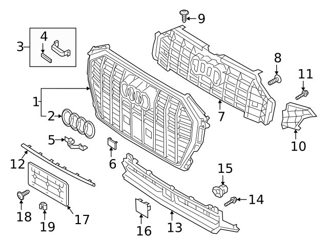 2019-2022 Audi Q3 Lower Grille 83A-807-683-C-9B9 | Genuine Audi Parts