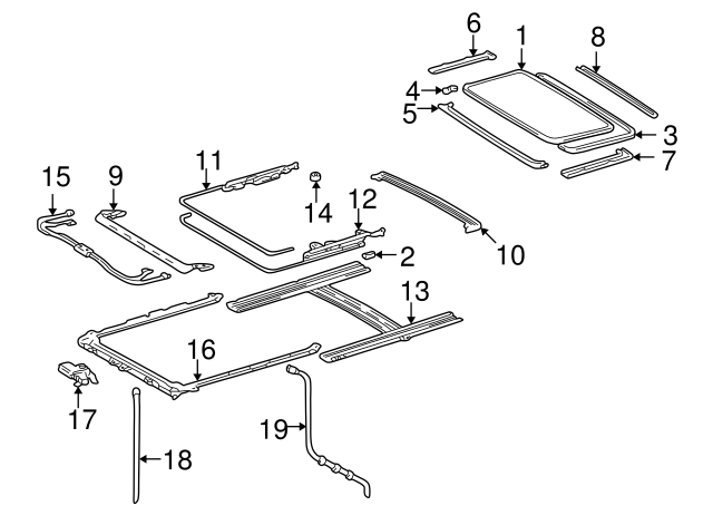 63233-60021 - Sunroof Frame 1998-2002 Lexus LX470 | AutoNationParts.com