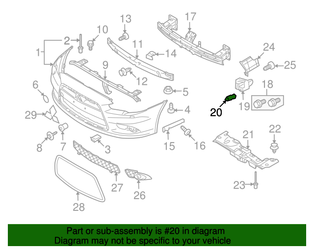 MN173431 - Bumper Bracket Retainer Clip 2008-2015 Mitsubishi ...