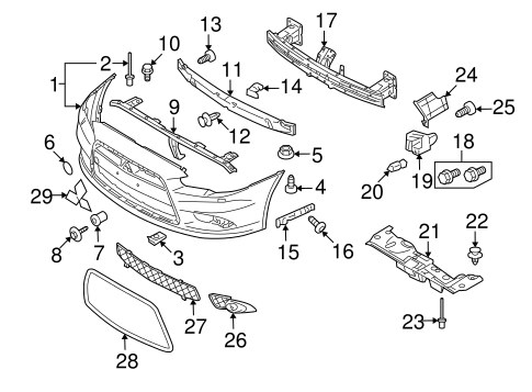 Bumper & Components - Front for 2013 Mitsubishi Lancer | Mitsubishi ...