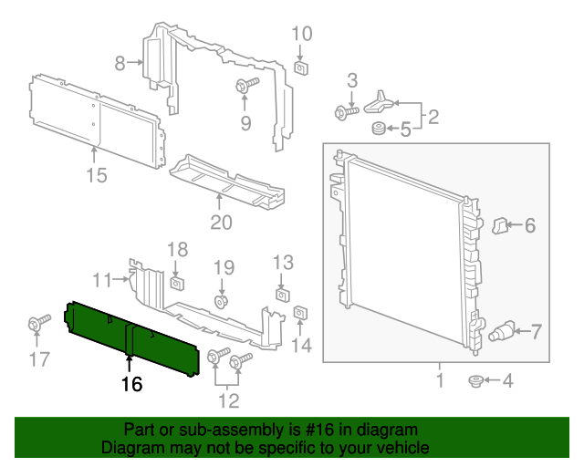 2018-2021 GM OEM NEW 18-2019 GM Enclave Traverse Lower Radiator Shutter ...