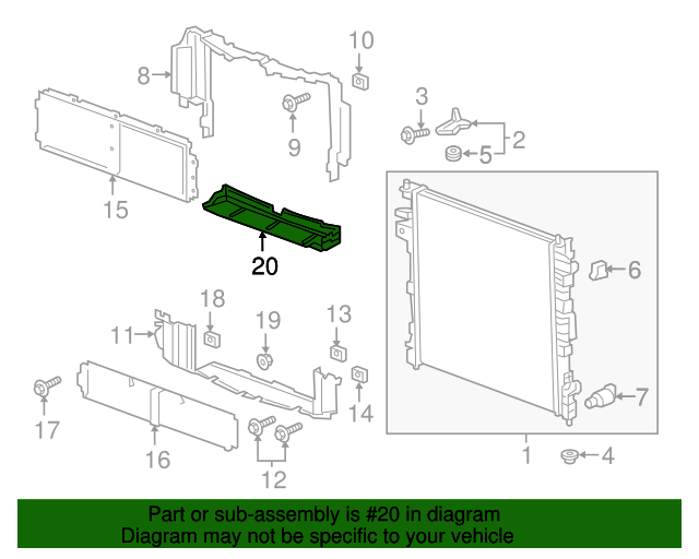 2022-2023 Chevrolet Traverse Upper Radiator Air Baffle 84395212 ...