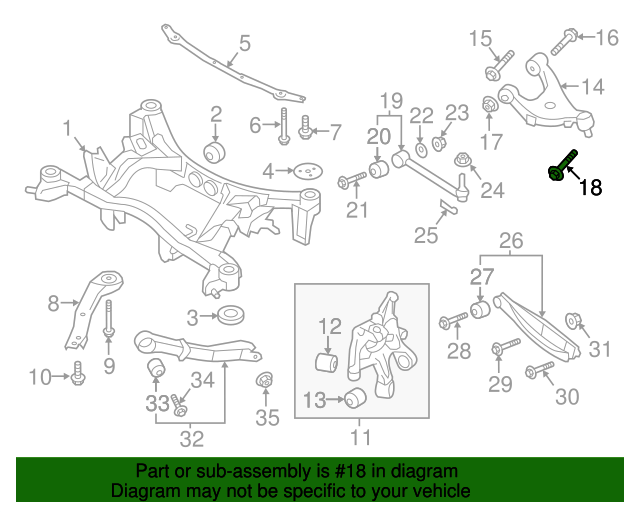 2015-2020 Subaru Upper Control Arm Screw 901000182 | TascaParts.com