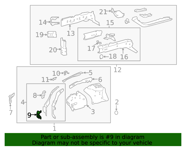 2020-2022 Toyota Corolla Fender Rail Reinforcement 53746-47040 | Toyota ...