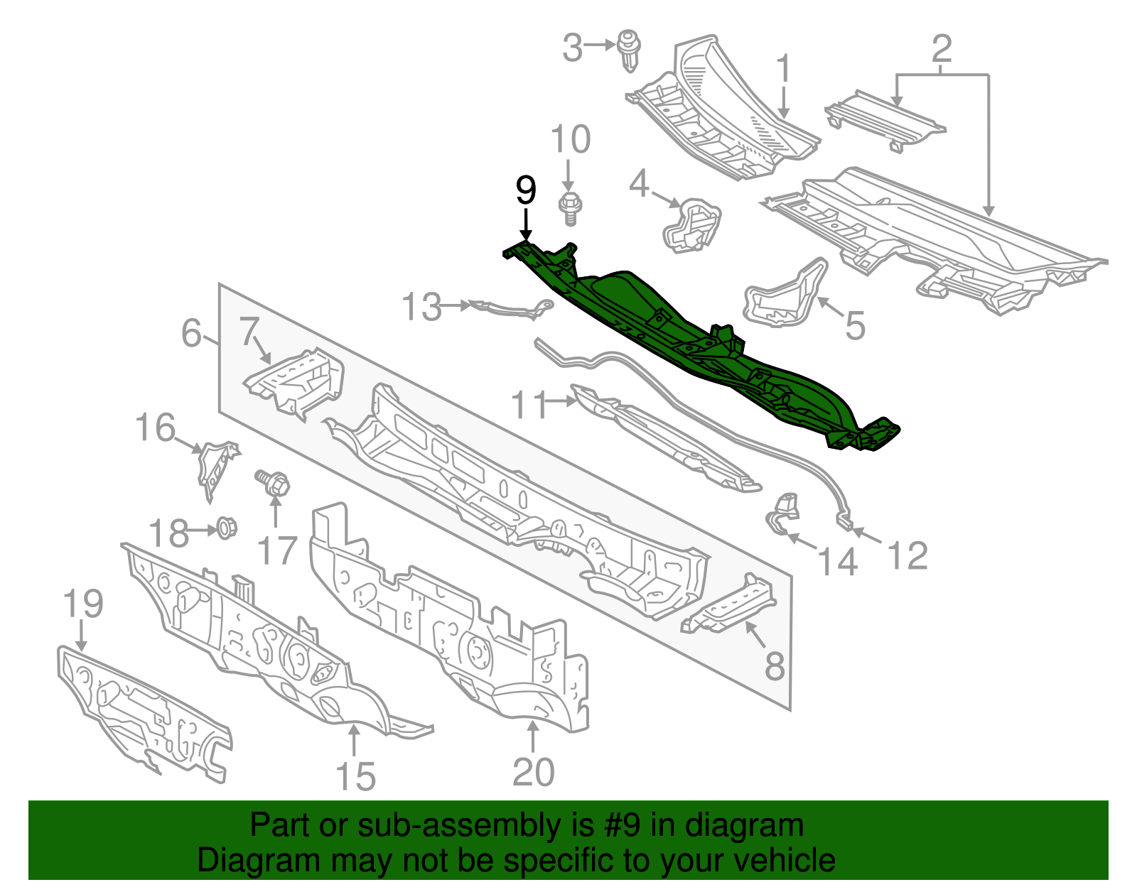 55701-21020 - High-Quality Cowl Plenum Panel for 2011-2016 Scion tC ...