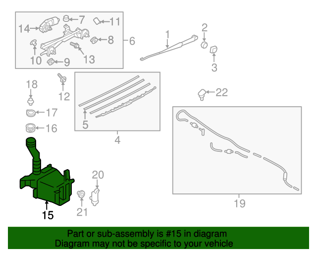 2015-2020 Subaru Washer Reservoir 86631VA000 | TascaParts.com