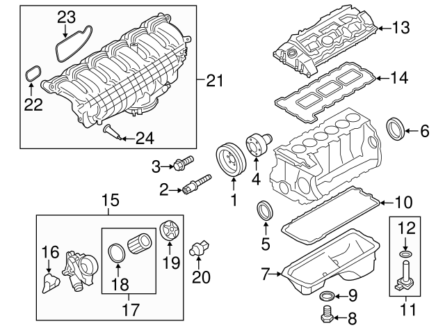 11617547242 - 2006-2019 BMW Intake Manifold Gasket Set (11-61-7-547-242 ...