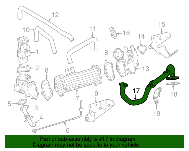 642-140-21-08 - Exhaust Gas Recirculation (EGR) Tube 2010-2022 Mercedes ...
