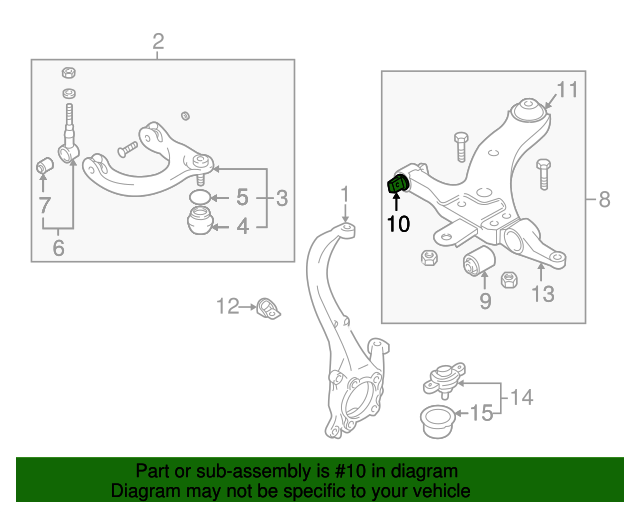54551-38010 - Lower Control Arm Front Bushing 2001-2006 Kia Optima ...