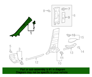 2018-2022 Toyota C-HR Windshield Pillar Trim 62220-F4010-C1 | Toyota ...