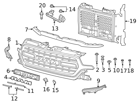 Grille & Components for 2019 Ram 1500 | Mopar Parts Canada