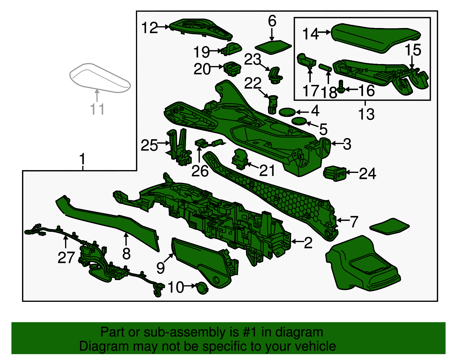 84813796 - Black Front Floor Console 2019-2022 Chevrolet Camaro ...