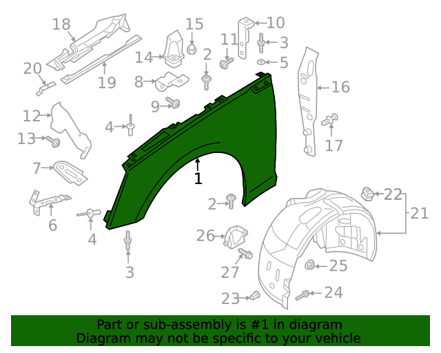2019-2022 Audi Fender 8W6-821-022-A | Audi USA Parts