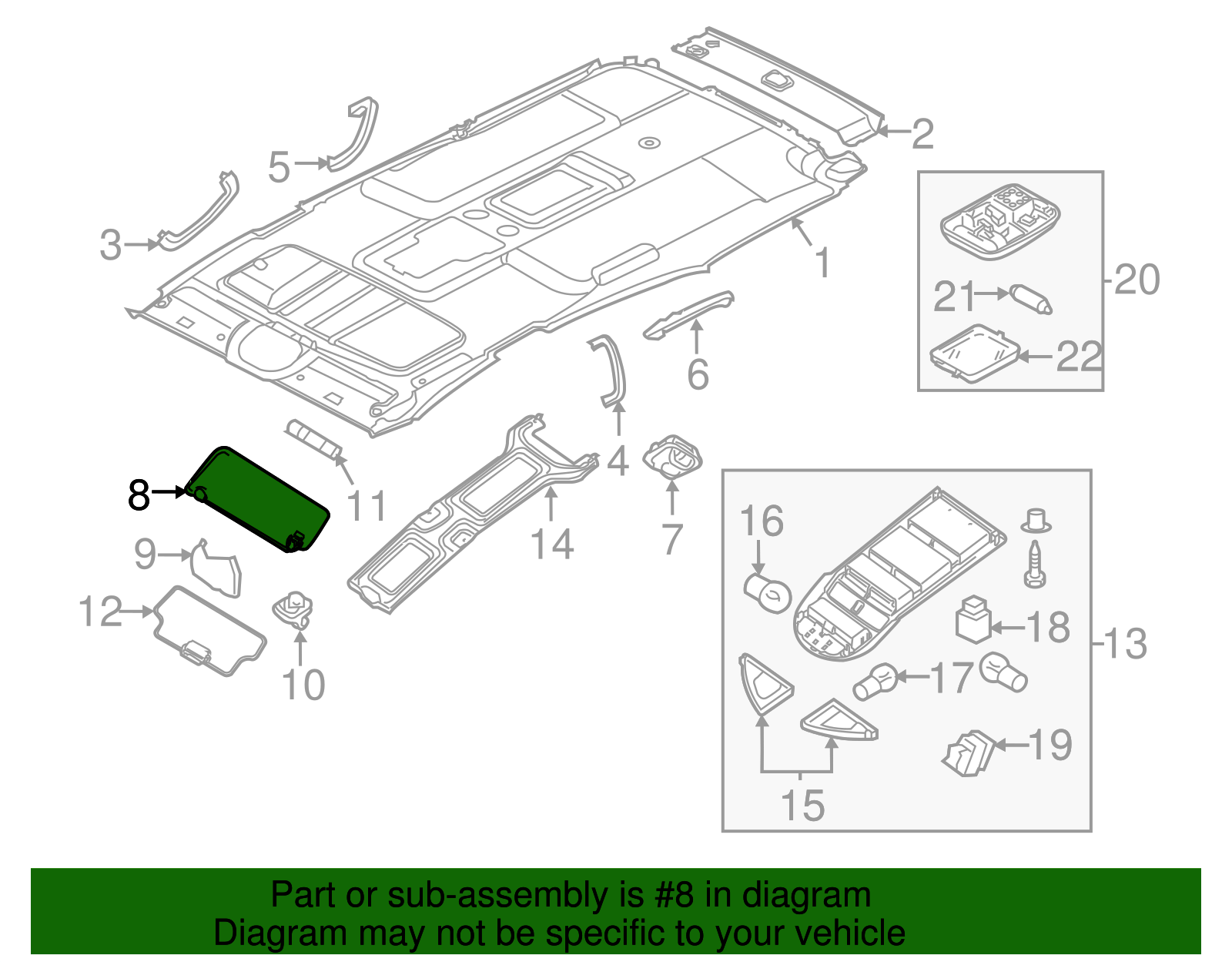 2014-2015 Nissan Sun-Visor 96400-9GE0A | Nissan Parts Central