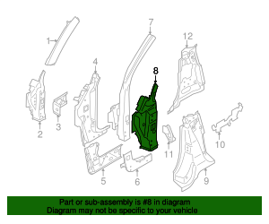 31256564 - Hinge Pillar Reinforced - 2006-2013 Volvo C70 | Volvo OEM ...
