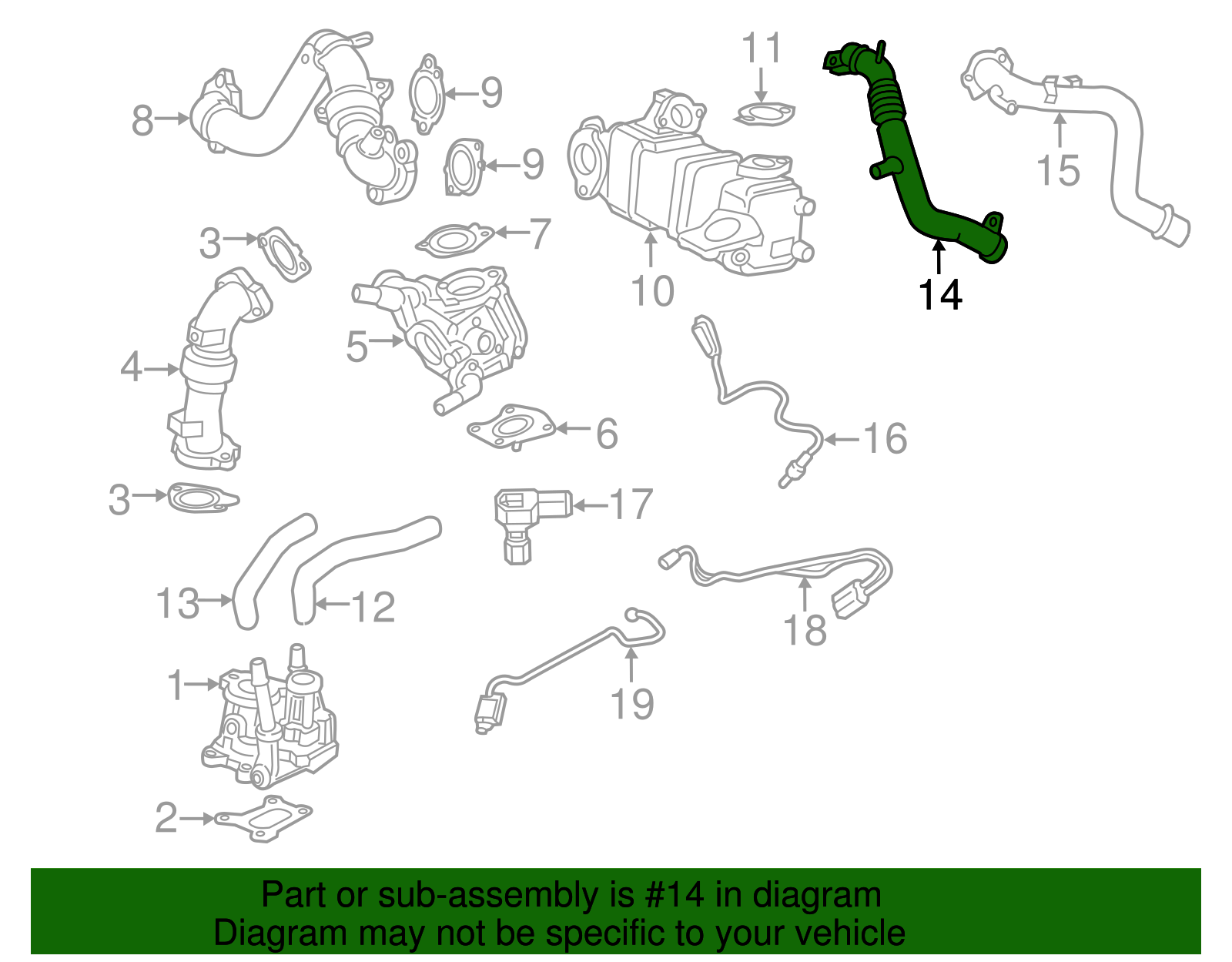 Exhaust Gas Recirculation Manifold Cooling Feed Pipe 12737236 | OEM Parts Online